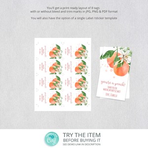 Sweet Peach is on the Way Baby Shower Favor Thanks Tags You're a Peach ...