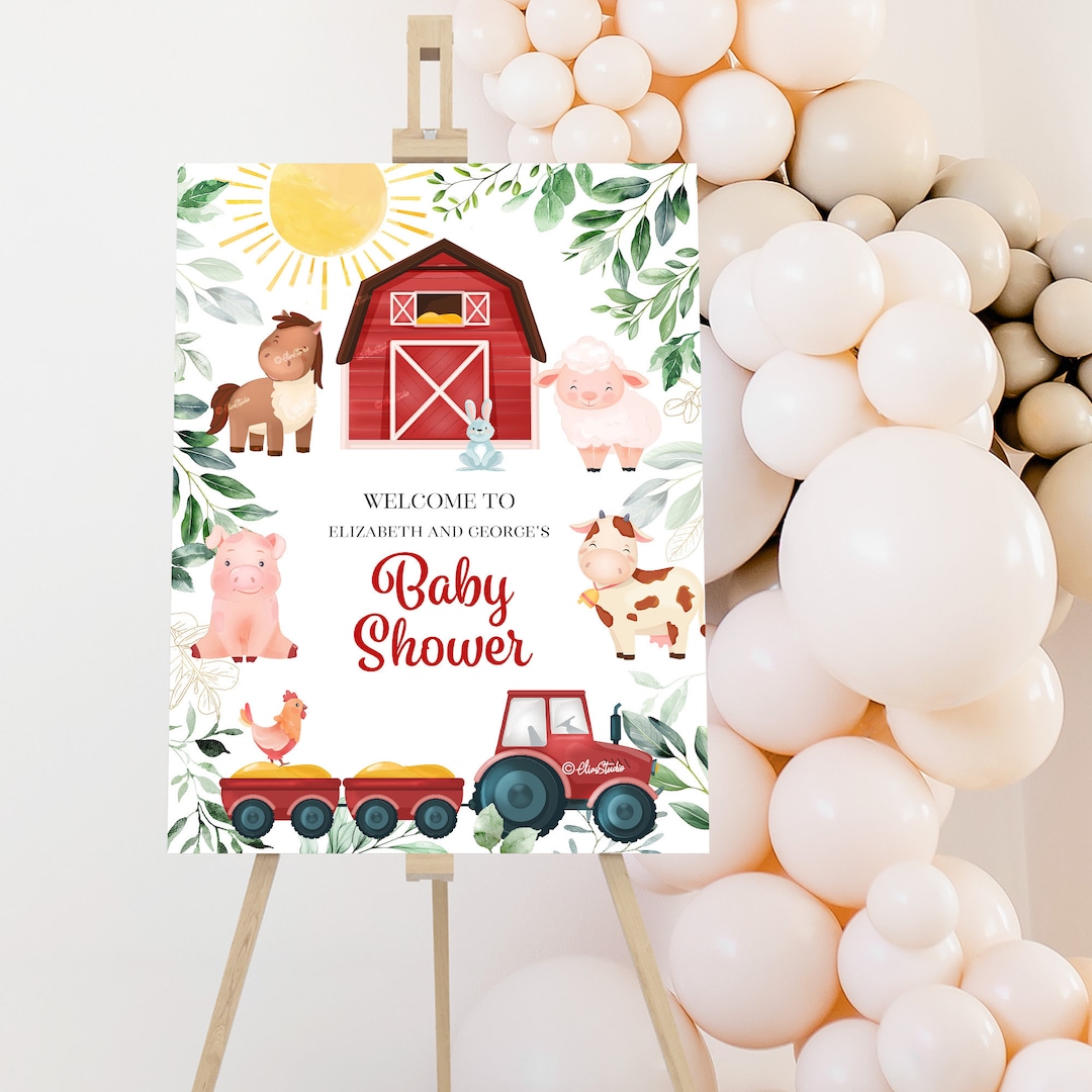 Farm Animal Baby Shower Welcome Sign Baby Shower Farm Sign Farm Animal ...
