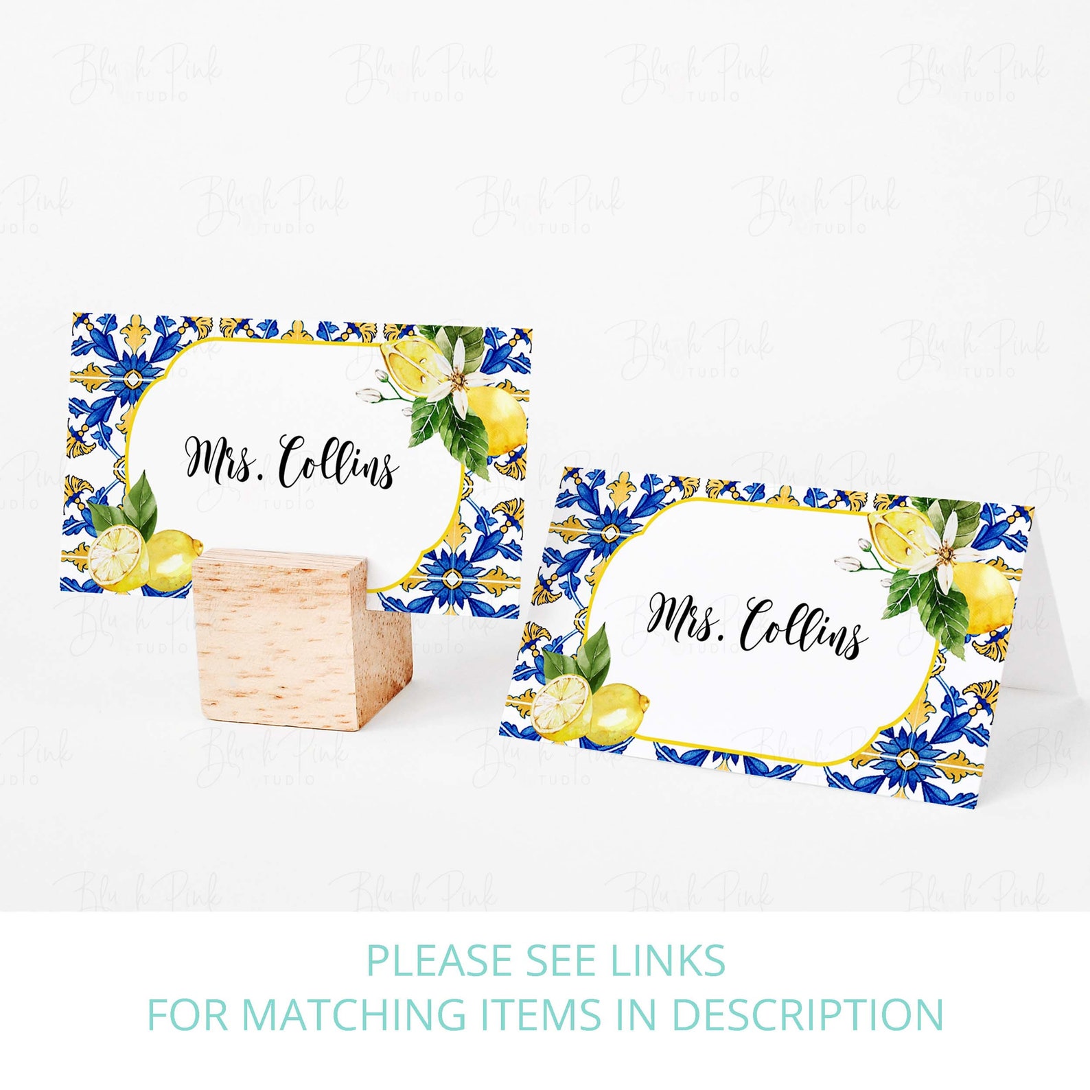 Lemon Bridal Shower Menu Plus Name Card Template Citrus - Etsy