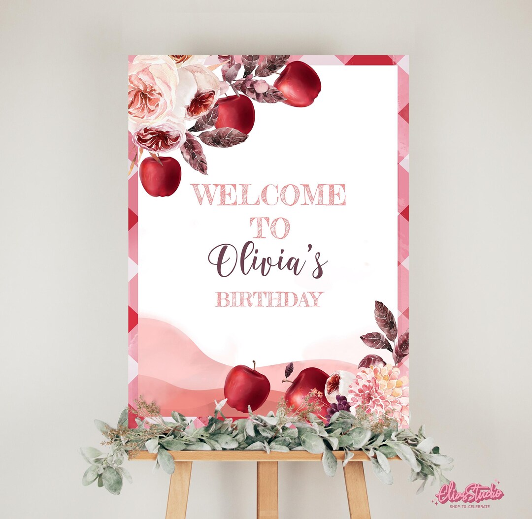 Editable Apple Birthday Welcome Sign | Apple of Our Eye Decorations ...