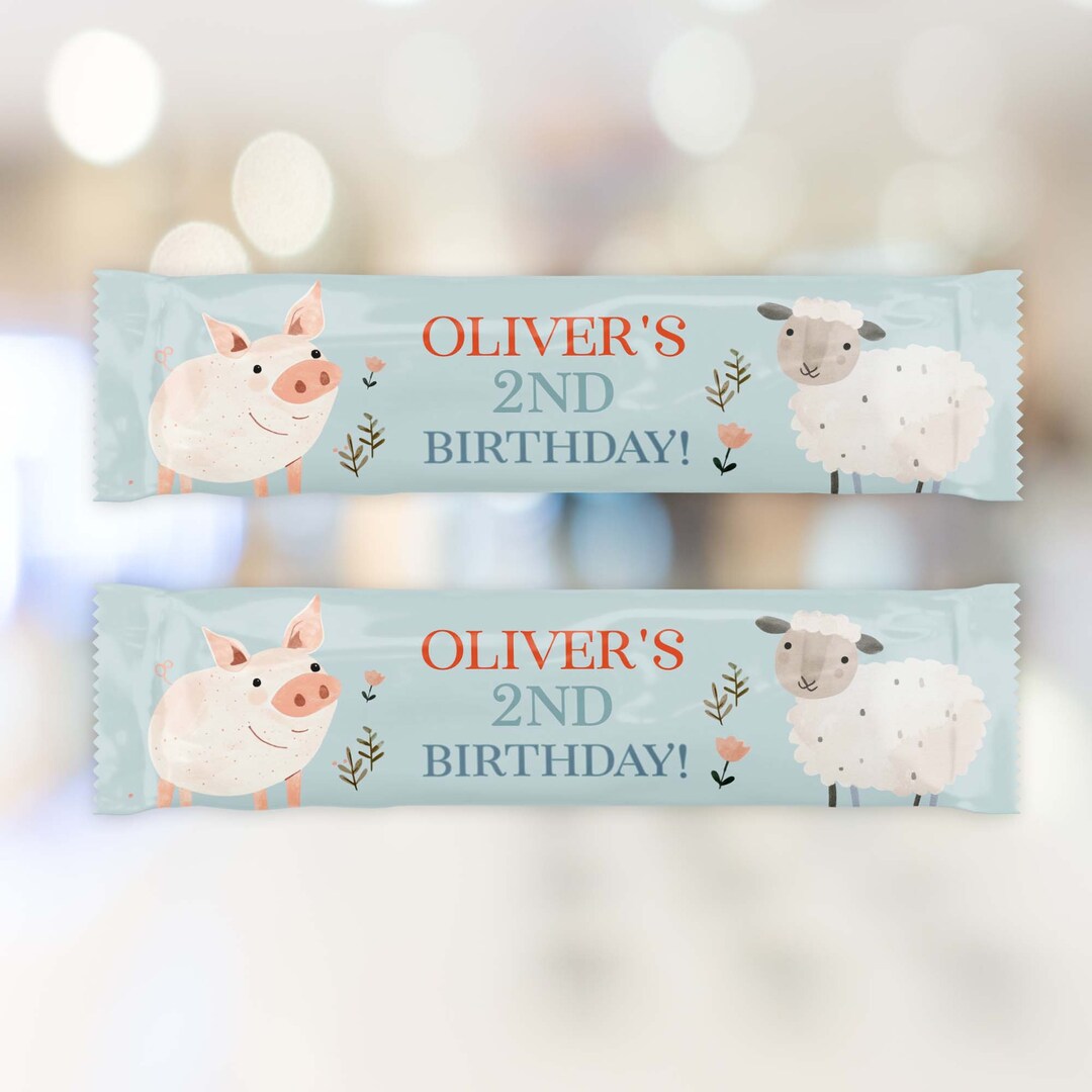 Farm Animals Birthday, Candy Bar Wrapper Template, Oink Baa Moo Im Two ...