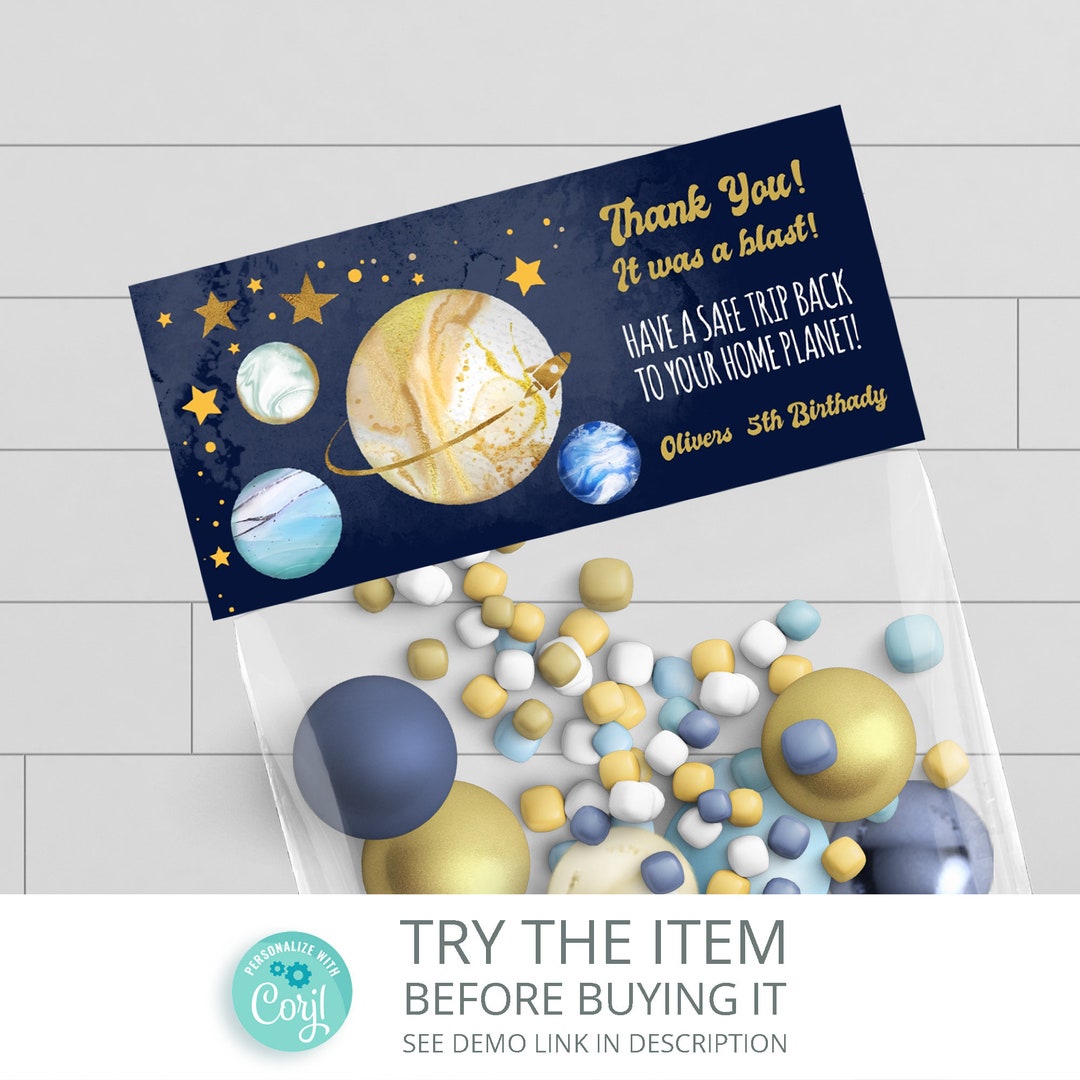 Editable Outer Space Treat Bag Toppers • Treat Bag Label Galaxy Party ...