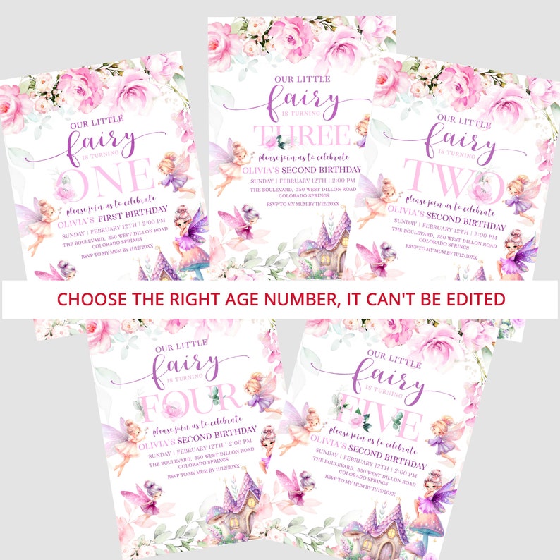 Fairy Birthday Invitation Digital, Fairy ONE Birthday, First Birthday ...
