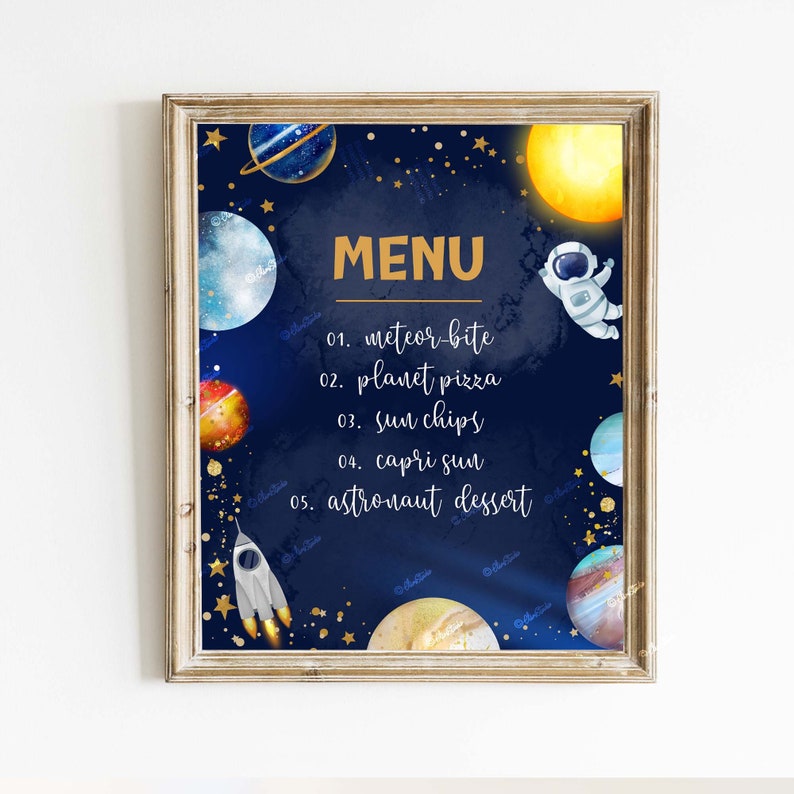 Editable Outer Space Menu Sign, First Trip Birthday Sign Template ...