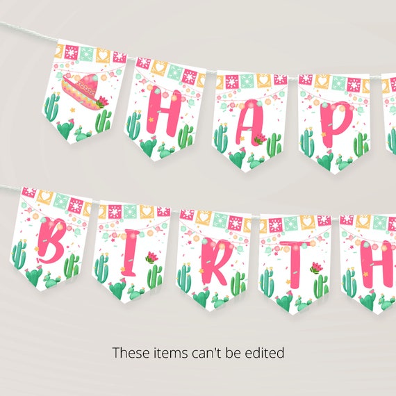 Fiesta Birthday Happy Birthday Banner Fiesta Decorations | Etsy