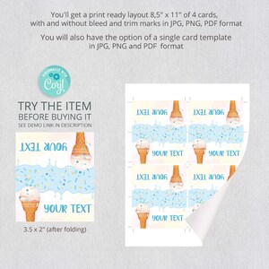 Editable Food Labels Ice Cream Bar | Ice Cream Party Place Card, Ice ...