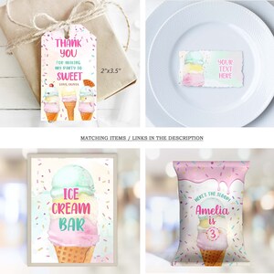 Editable Round Gift Tag Template Ice Cream Birthday Candy Thank You ...