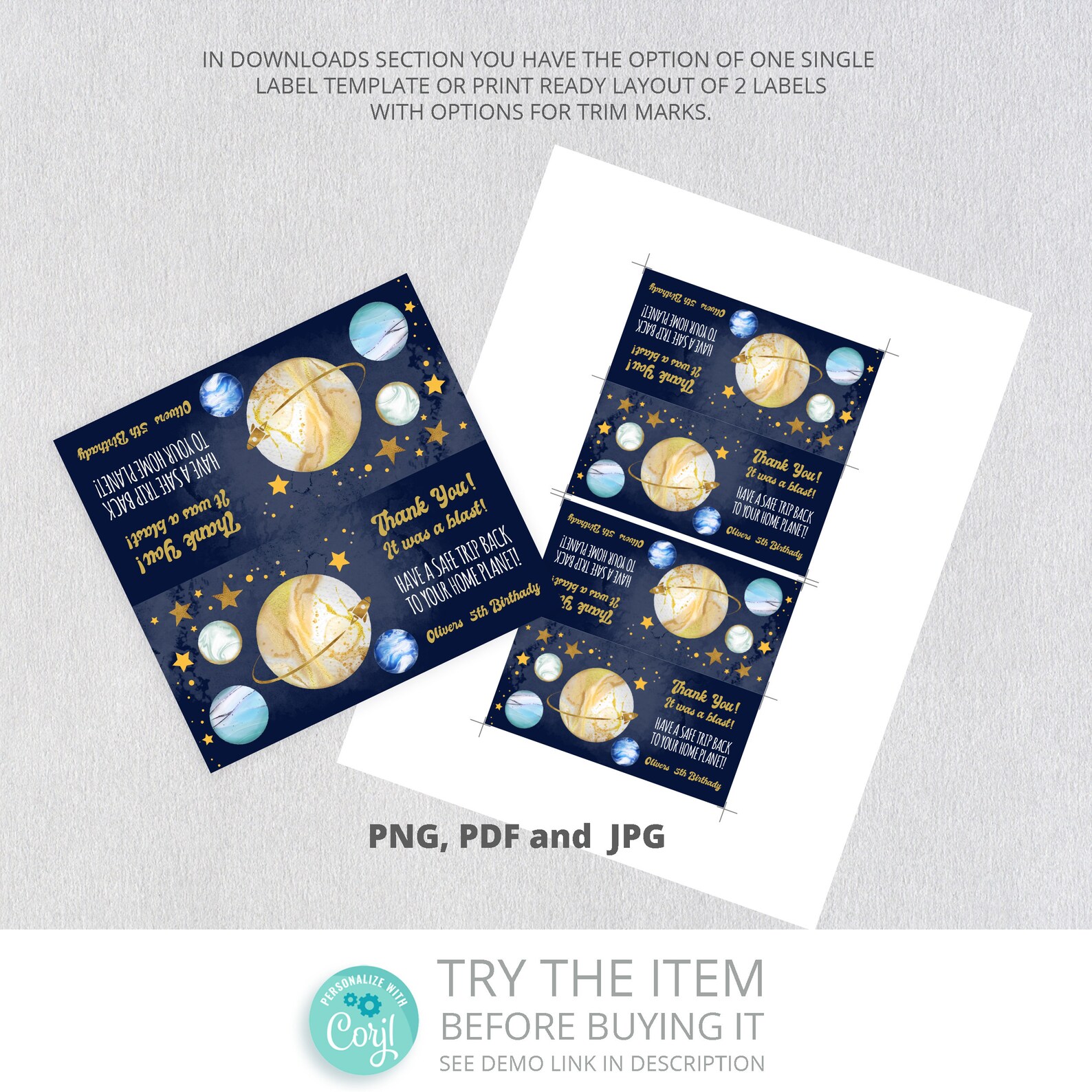 Editable Outer Space Treat Bag Toppers Treat Bag Label - Etsy