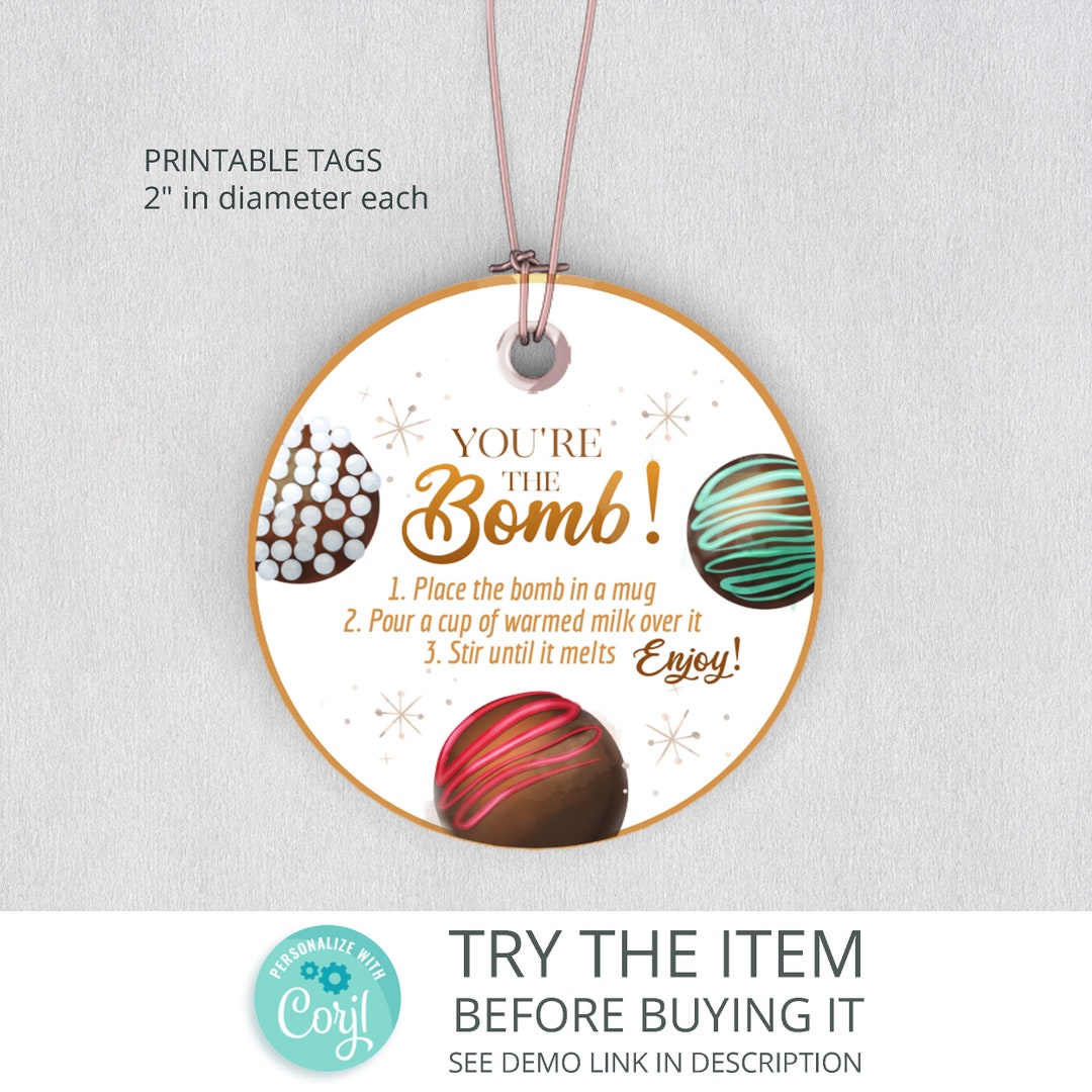 Christmas Editable Hot Chocolate Bomb Tags Chocolate Bombs Instructions ...