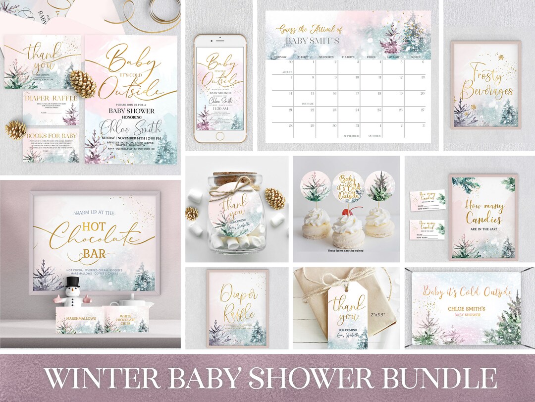 Baby Its Cold Outside Baby Shower Bundle Boho Winter Baby Shower ...