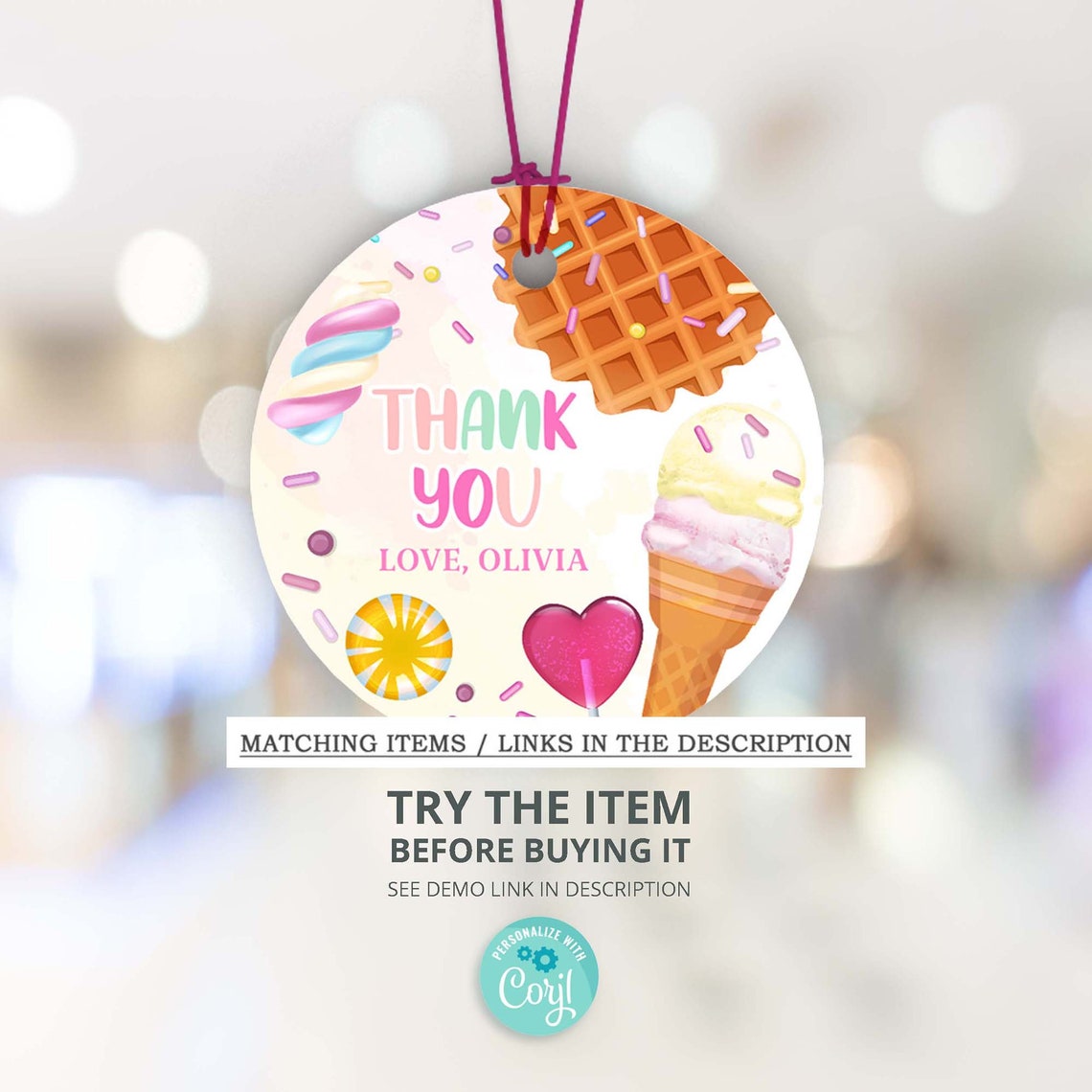 Editable Ice Cream Favor Tags. Ice Cream Party Sweet One Thank You Tags ...