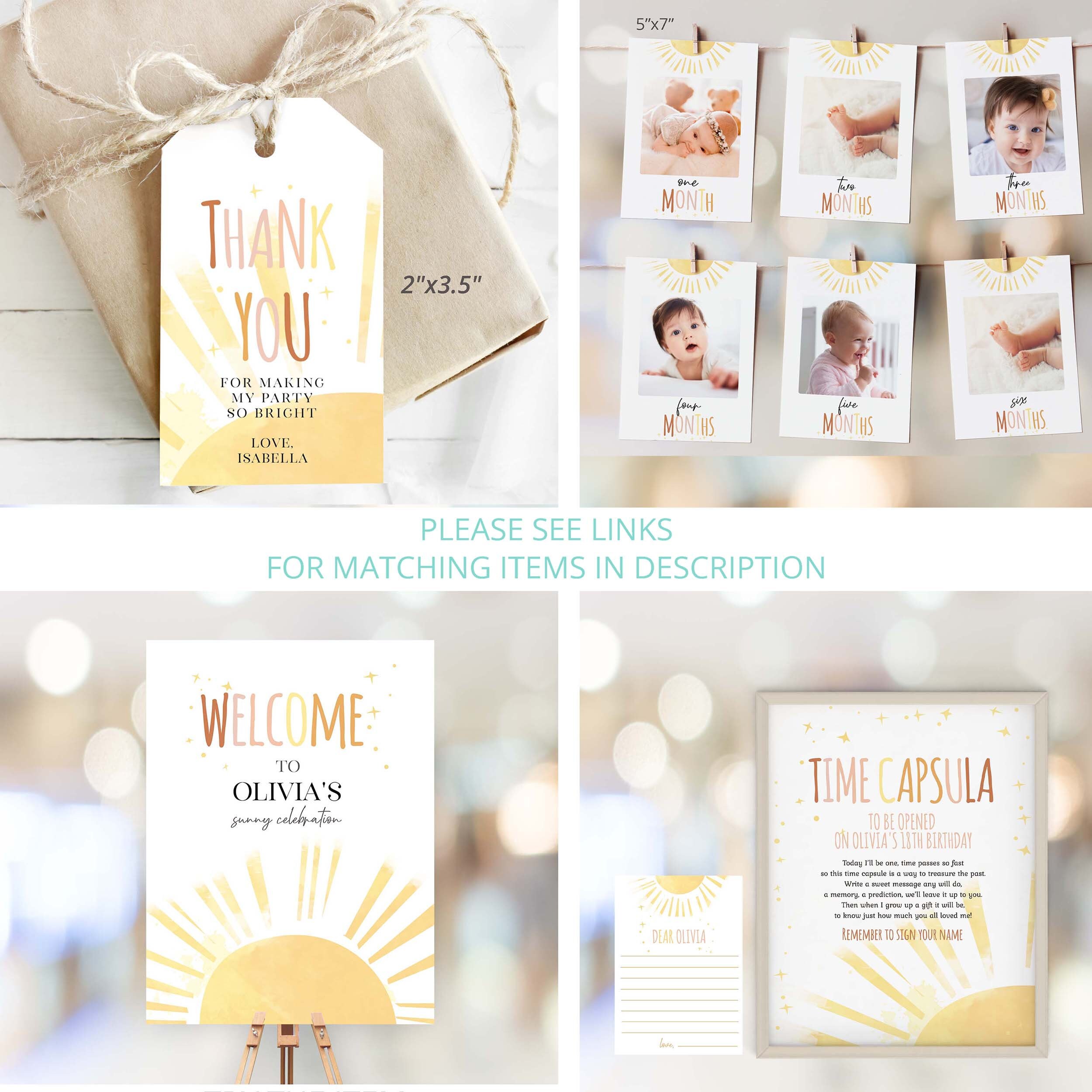 Editable Sunshine Birthday Invitation Template, Our Little Sunshine ...