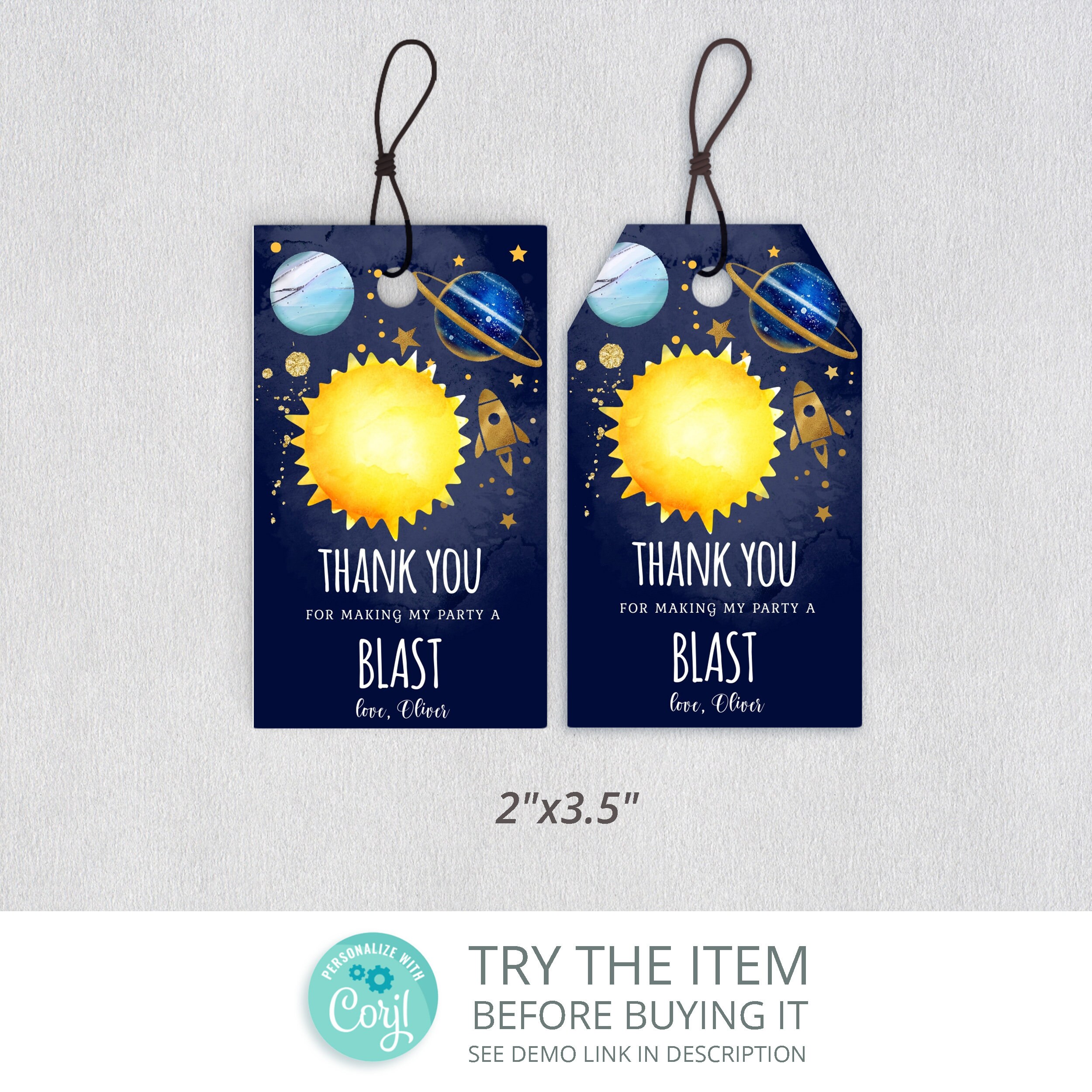 Editable Outer Space Favor Tags. Space Birthday Thank You Tags, Trip ...