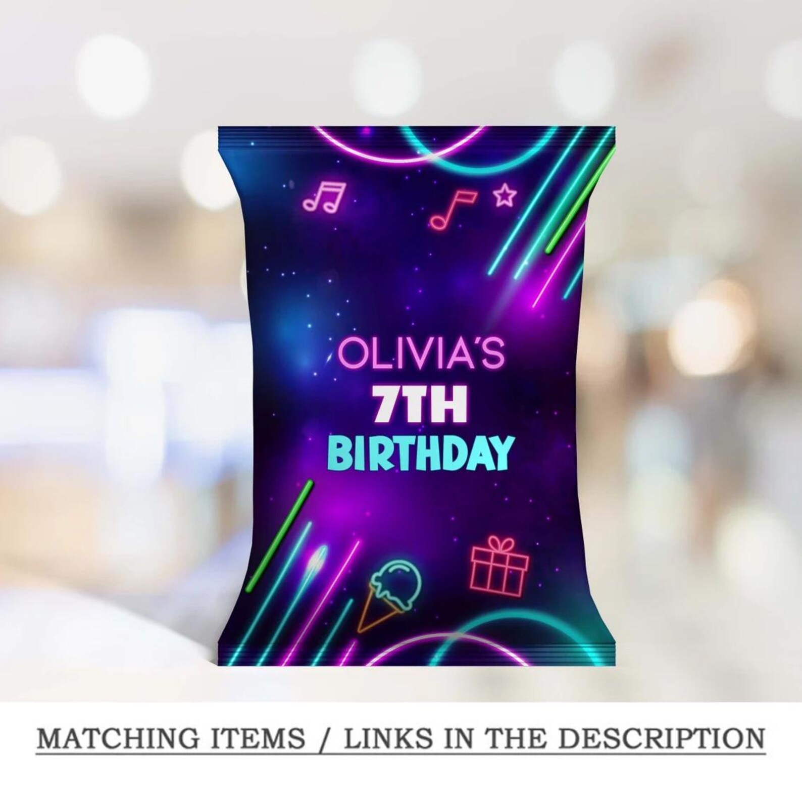 Neon Birthday Glow Thank You Tag Template, Let's Glow Crazy Girls Neon ...