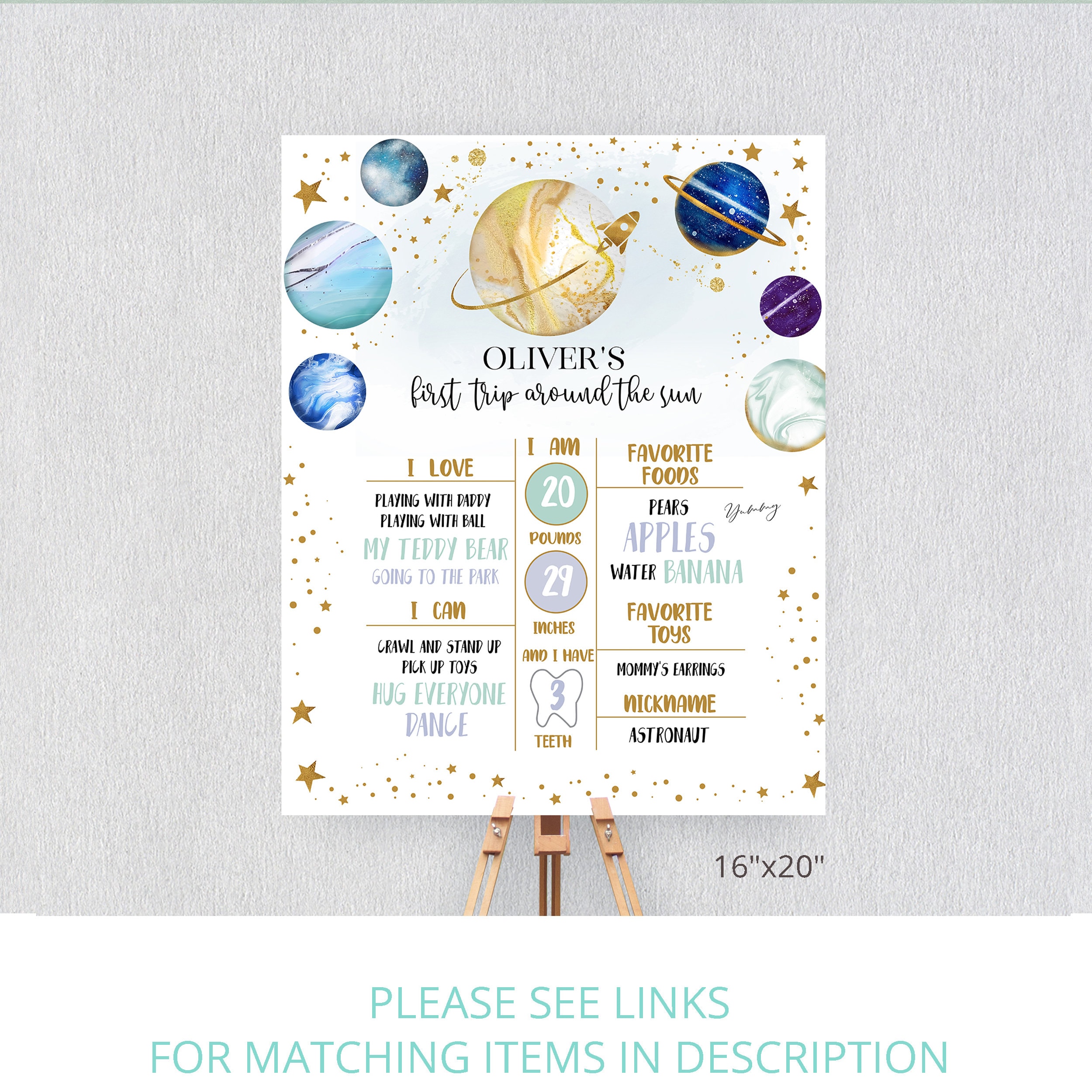Editable Outer Space Time Capsule First Birthday | First Trip Around ...