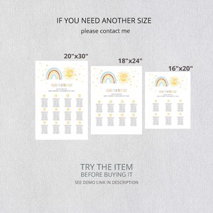 Boho Rainbow Baby Shower Seating Chart Sign Sunshine Baby Shower ...
