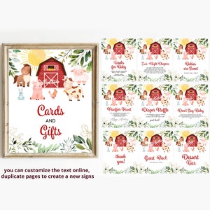Farm Animal Baby Shower Sign Bundle Farm Baby Shower Boy Decoration ...