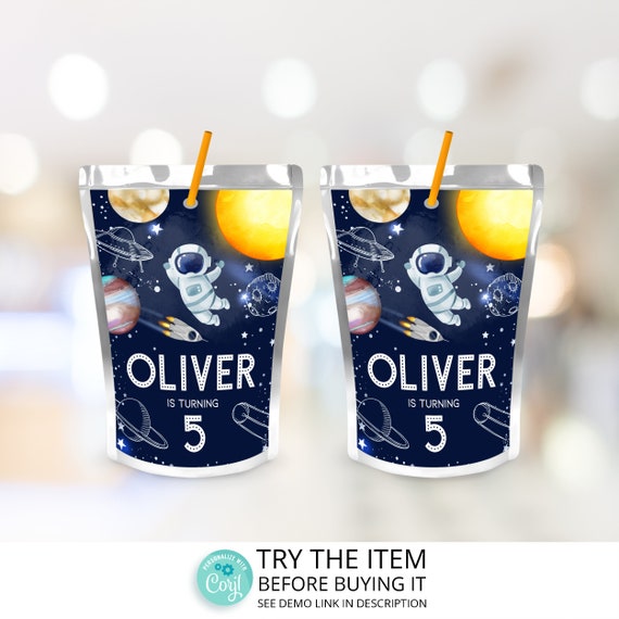 Editable Outer Space Juice Box Label Out of This World - Etsy