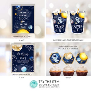 Editable Space Baby Shower Bundle | Galaxy Baby Shower Set | Moon Baby ...