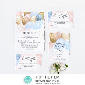 Gender Reveal Guess Due Date Calendar With Balloons | Rose Gold and ...