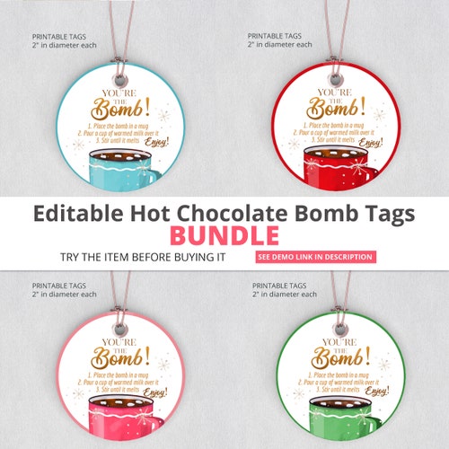 Hot Chocolate Bomb Tags Printable Hot Cocoa Bomb Tag - Etsy