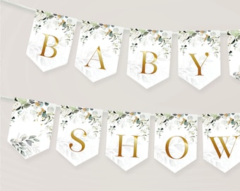 Editable Greenery Alphabet Banner Template Printable Baby - Etsy