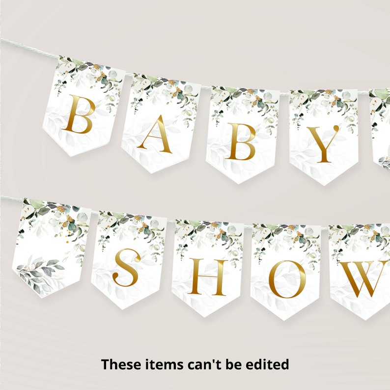 Greenery Baby Shower Bunting Banner Boho Eucalyptus Pennant - Etsy