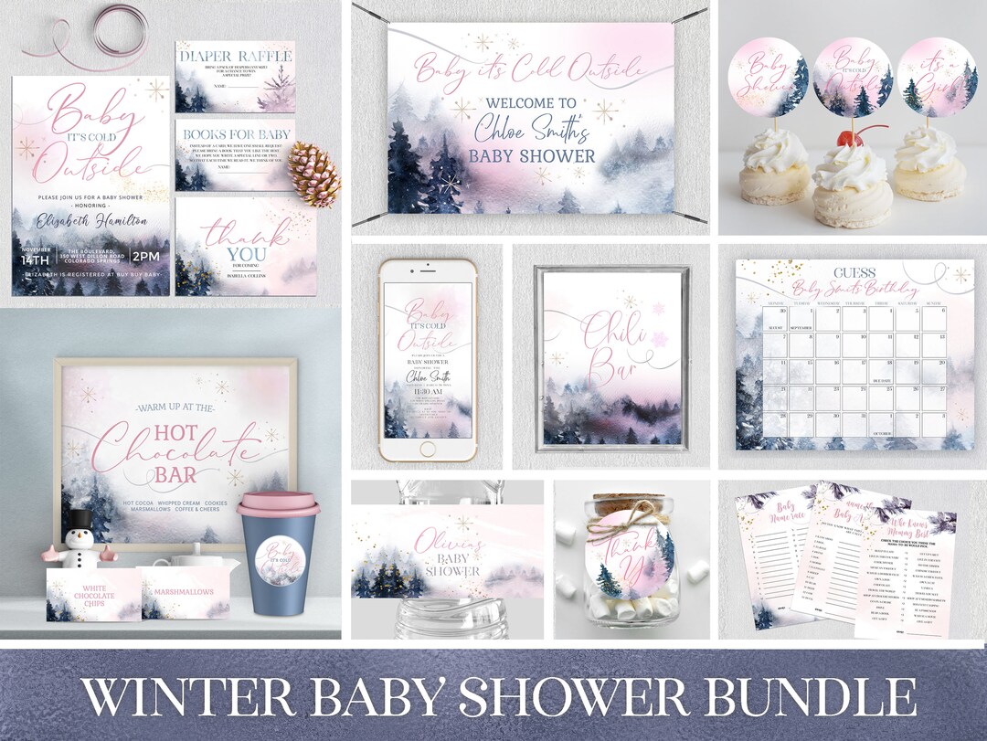 Baby Its Cold Outside Baby Shower Bundle | Boho Winter Baby Shower ...