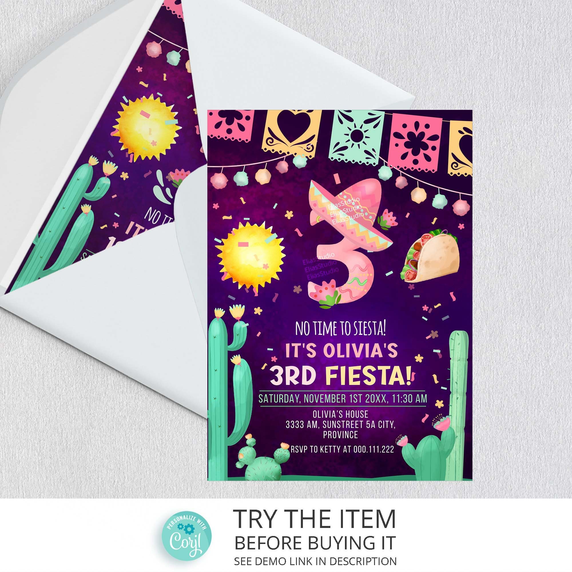Three Esta Invitation Invitation Template 3rd Birthday | Etsy
