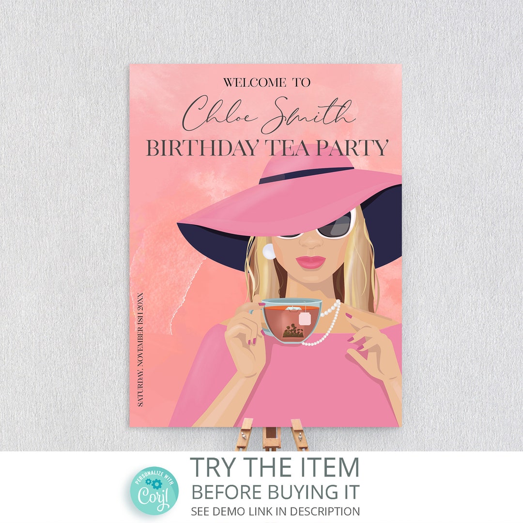 Editable Printable Tea Party Sign | Afternoon Tea Welcome Sign | Bridal ...