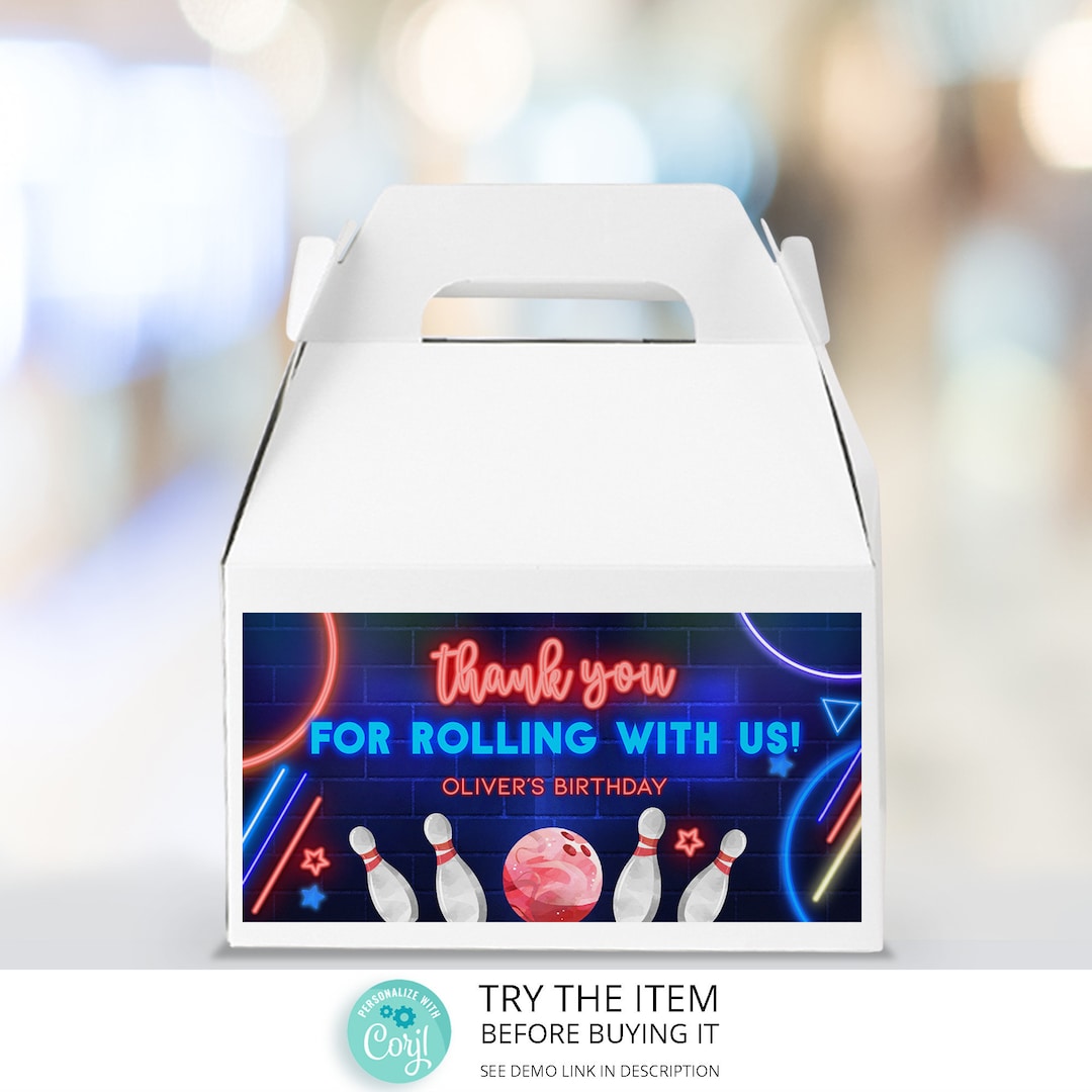 Bowling Party Favors Digital Downloads Bowling Birthday Box Template ...