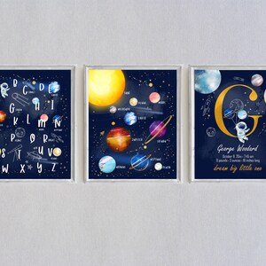 Nursery Sign Space Themed Wall Decor Set of 3 Printsspace Wall Art ...