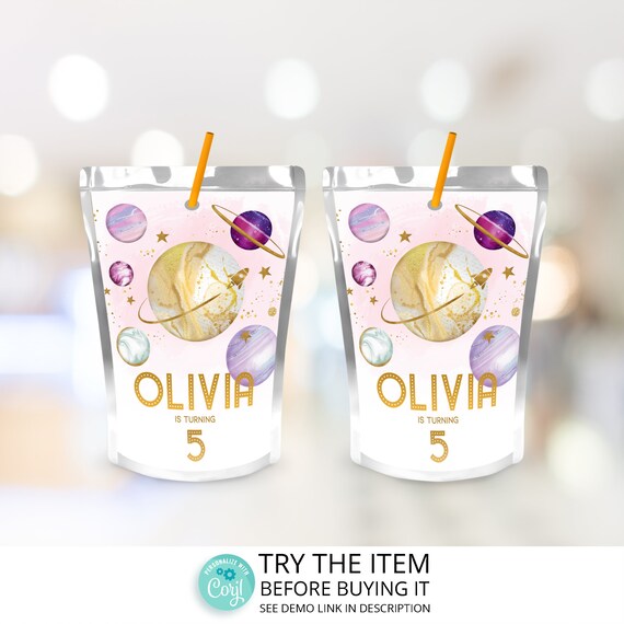 Editable Outer Space Juice Box Label Out of This World | Etsy