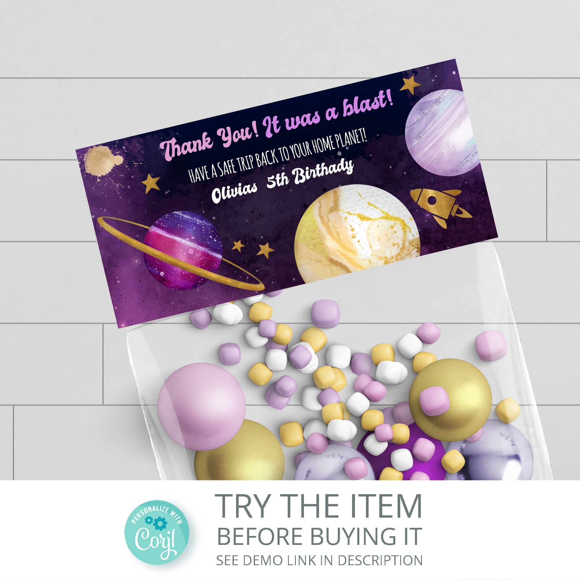 Editable Outer Space Treat Bag Toppers Treat Bag Label - Etsy