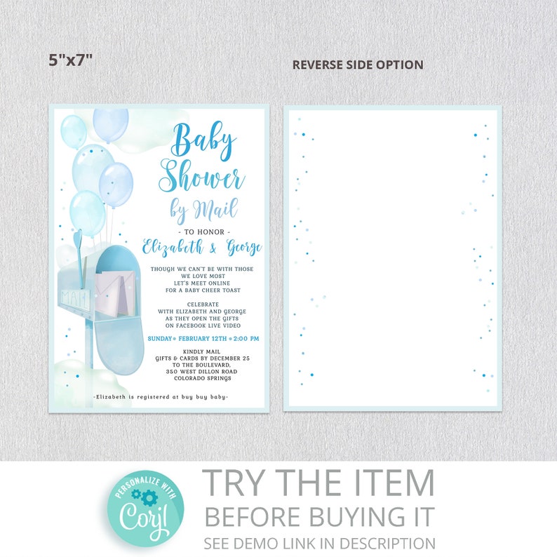 Editable Baby Shower by Mail Invitation | Baby Shower Boy by Mail ...