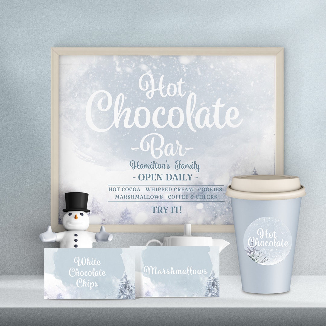Editable Hot Cocoa Bar Sign Set Winter Wonderland | Winter Baby Shower ...