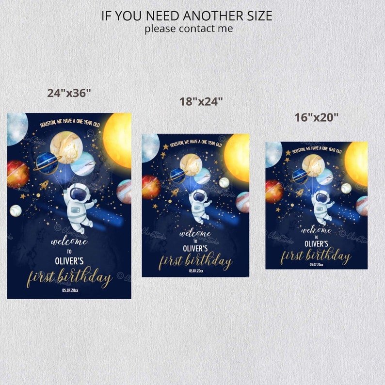 Editable Outer Space Birthday Welcome Sign | Baby's 1st Birthday Space ...