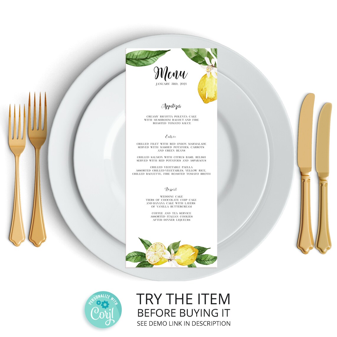 Menu Lemon Lemon Bridal Shower Menu Template Citrus Menu | Etsy