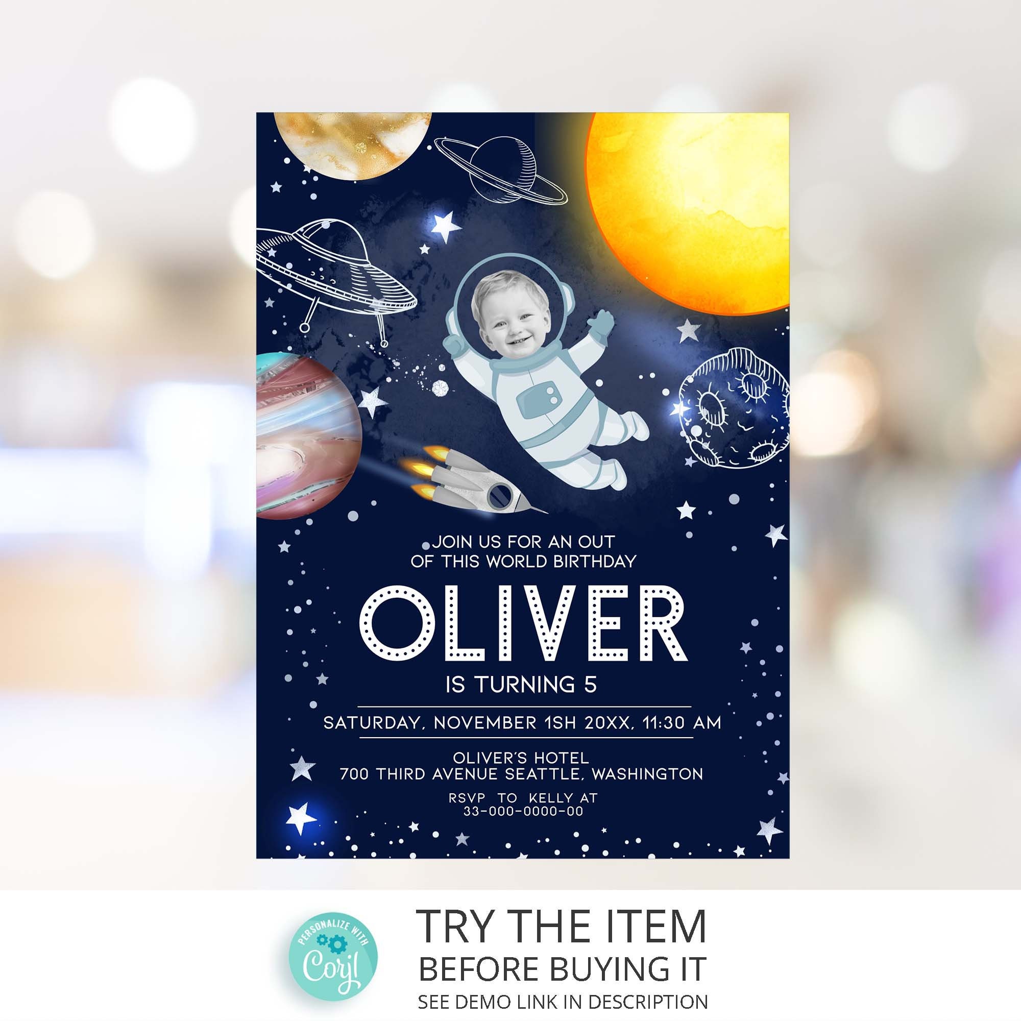 Editable Space Birthday Invitation Personalized With Your | Etsy