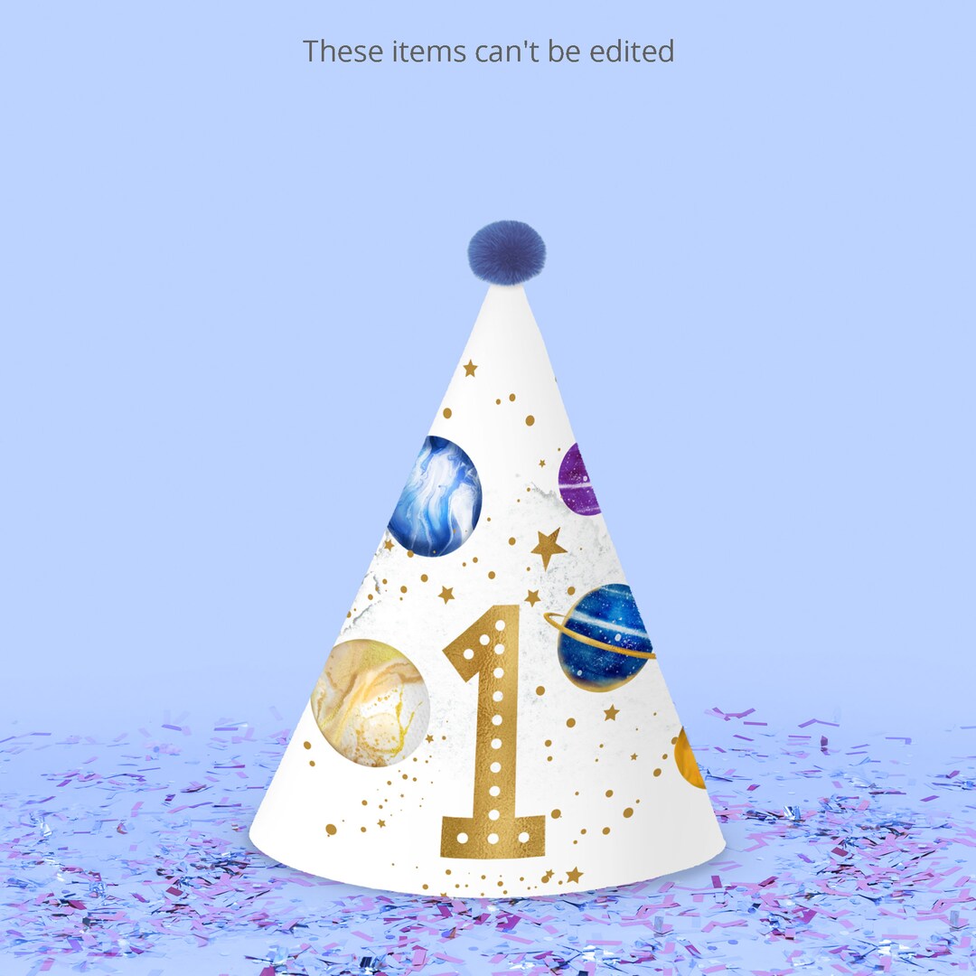 Printable Outer Space Birthday Party Hats Template | Space Party Hats ...