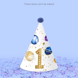 Printable Outer Space Birthday Party Hats Template | Space Party Hats ...