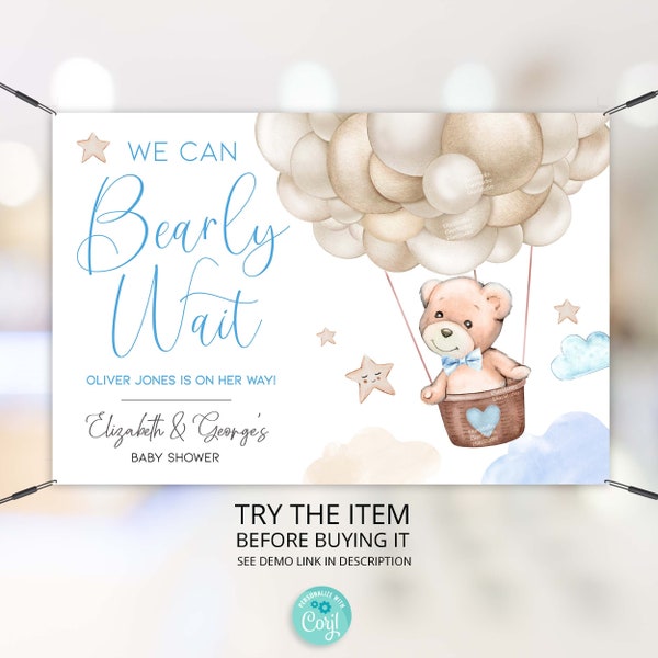 We Can Bearly Wait Baby Shower Decorations Boy Back Drop - Etsy UK