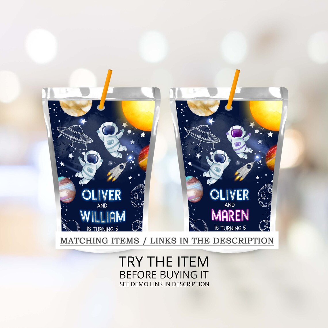 Editable Space Themed Twin Birthday Welcome Sign First Trip Around the ...