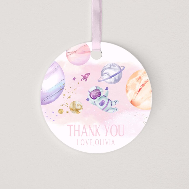 Editable Outer Space Favor Tags Space Birthday Girl Thank You - Etsy