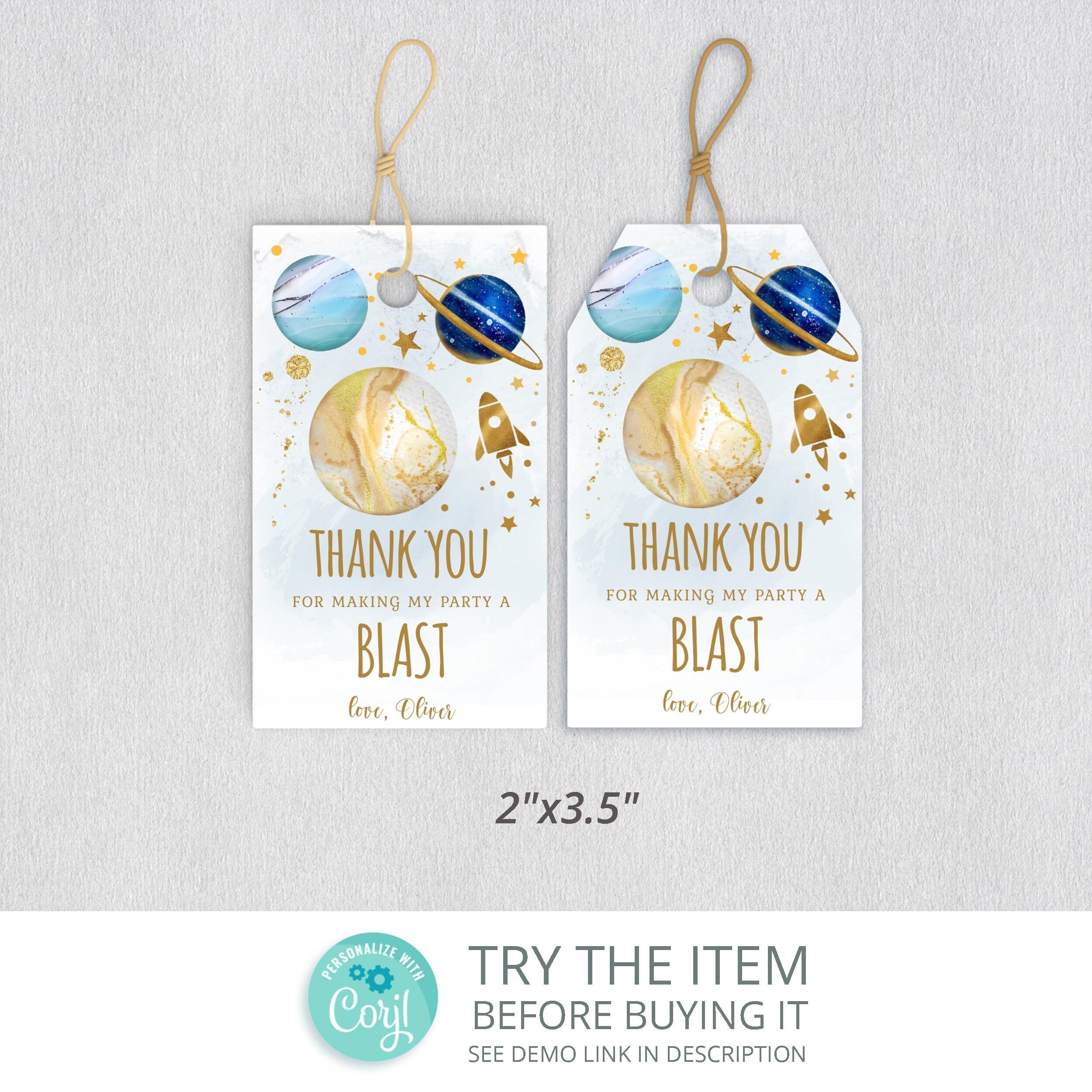 Editable Outer Space Favor Tags. Space Birthday Thank You Tags, Trip ...