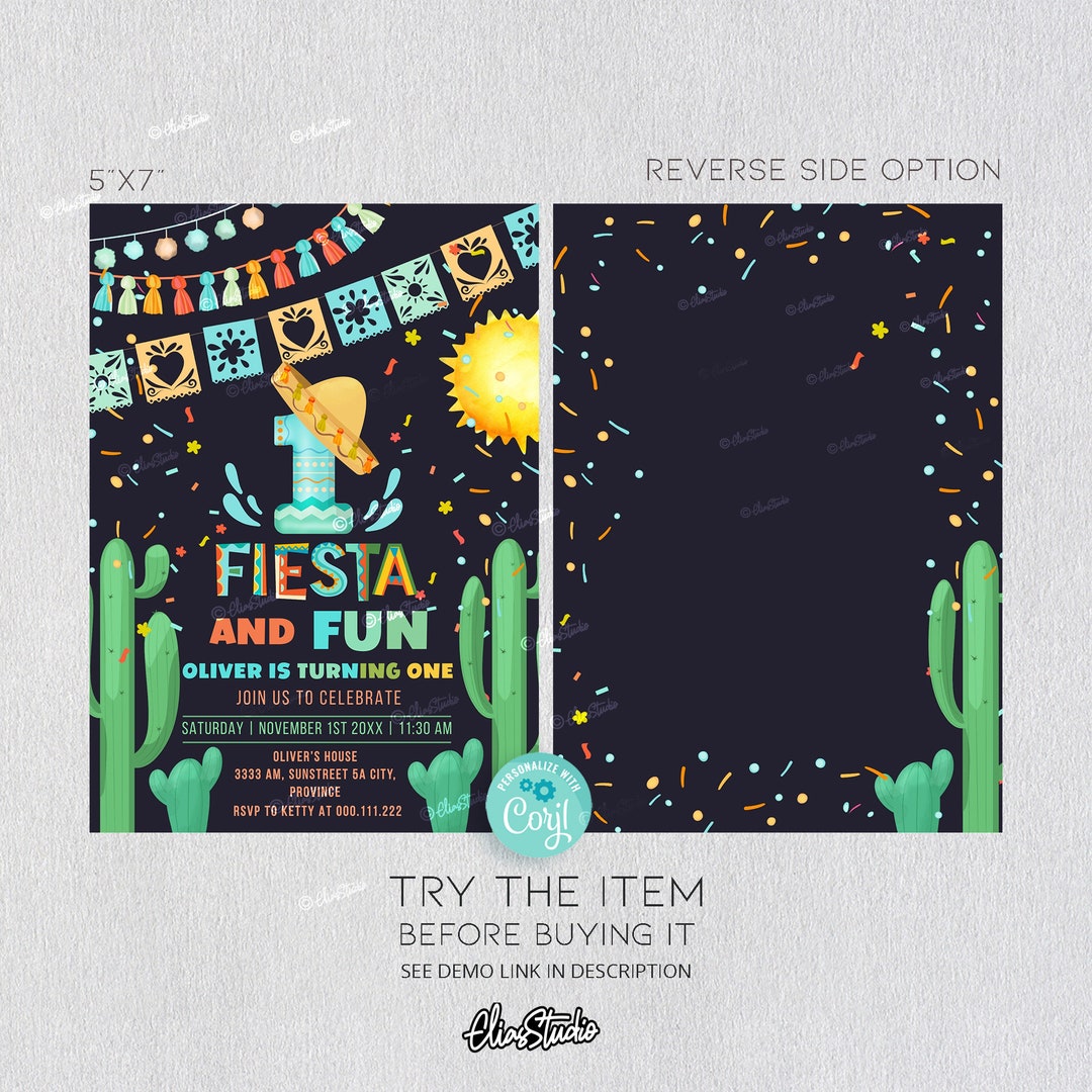 First Fiesta Birthday Invitation, First Birthday Boy Invitation, 1st ...