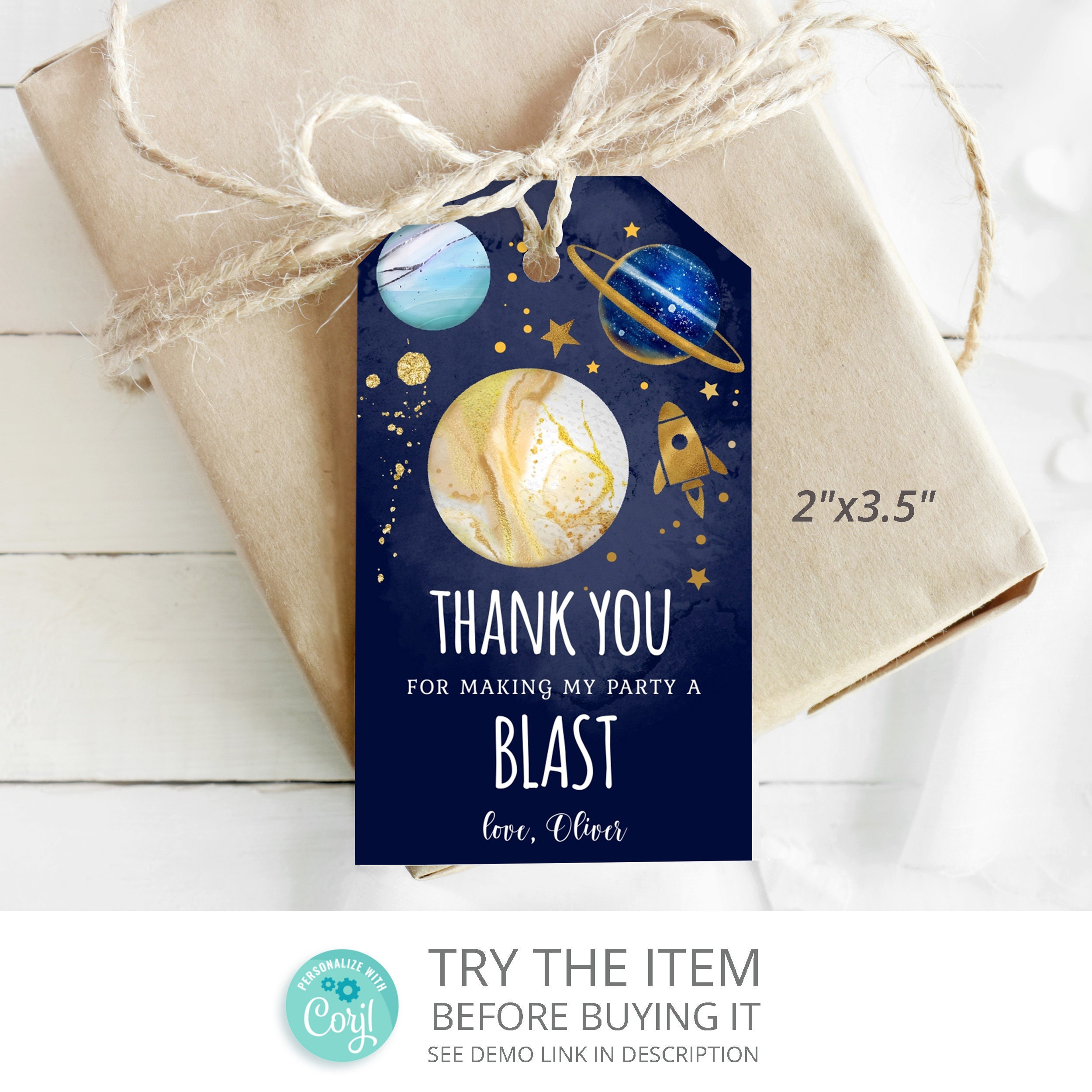 Editable Outer Space Favor Tags. Space Birthday Thank You | Etsy