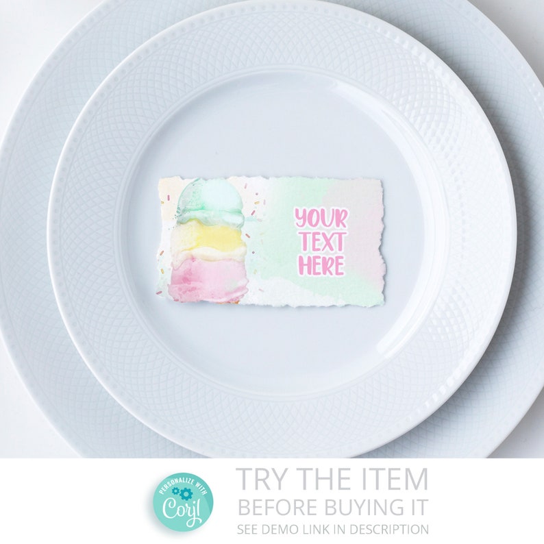 Editable Food Labels Ice Cream Bar | Ice Cream Party Place Card, Ice ...