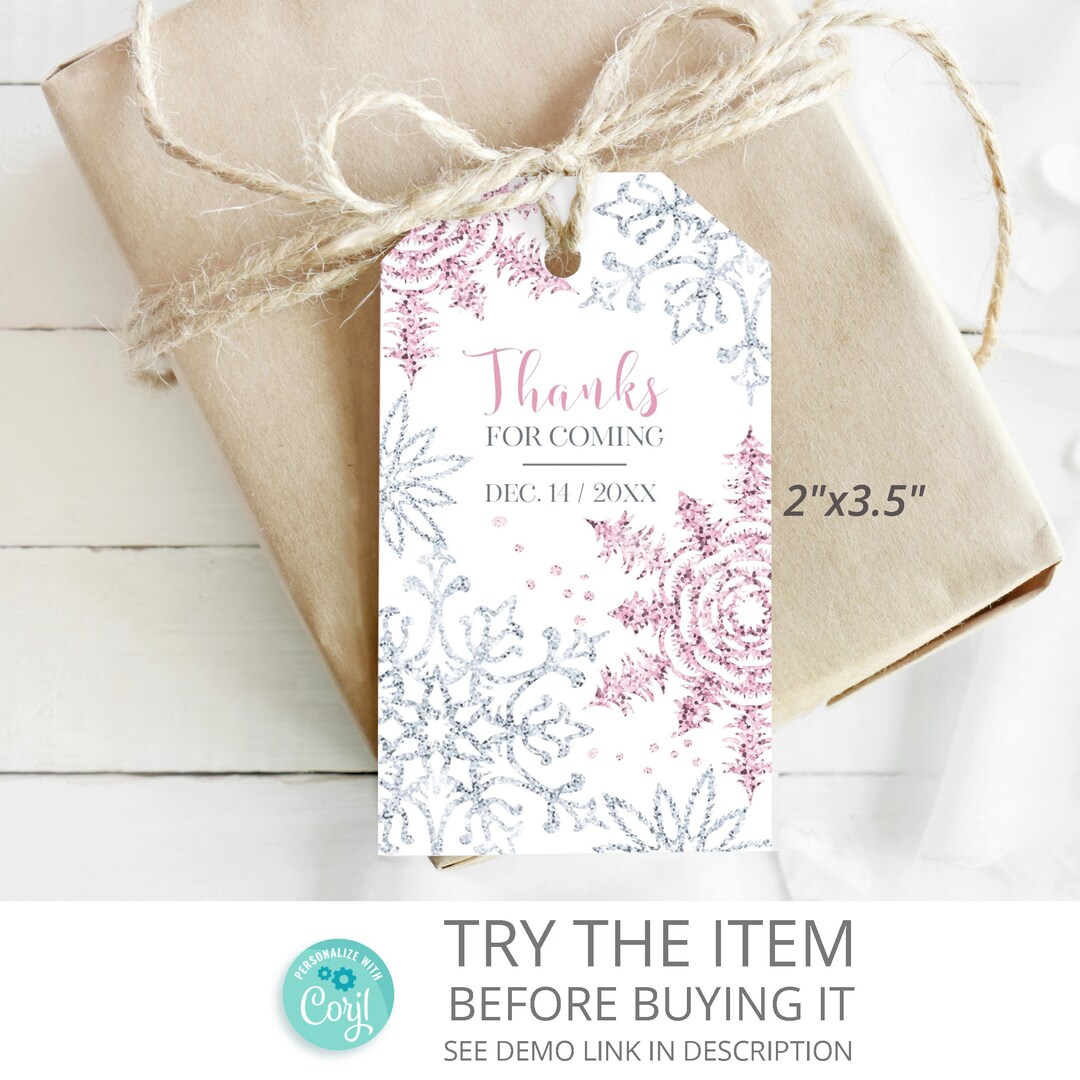 Editable Snowflake Gift Tags Frozen Gift Tags Winter Onederland Gift ...