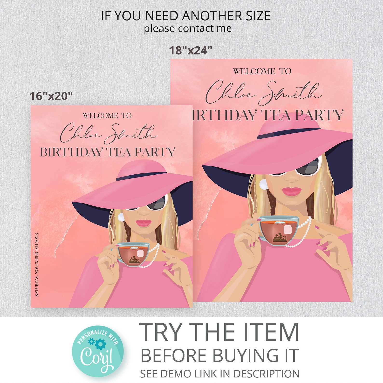 Editable Printable Tea Party Sign Afternoon Tea Welcome Sign - Etsy